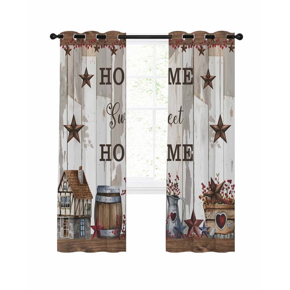 Farmhouse Blackout Curtains 54 Inches Long for Bedroom, Retro Country ...
