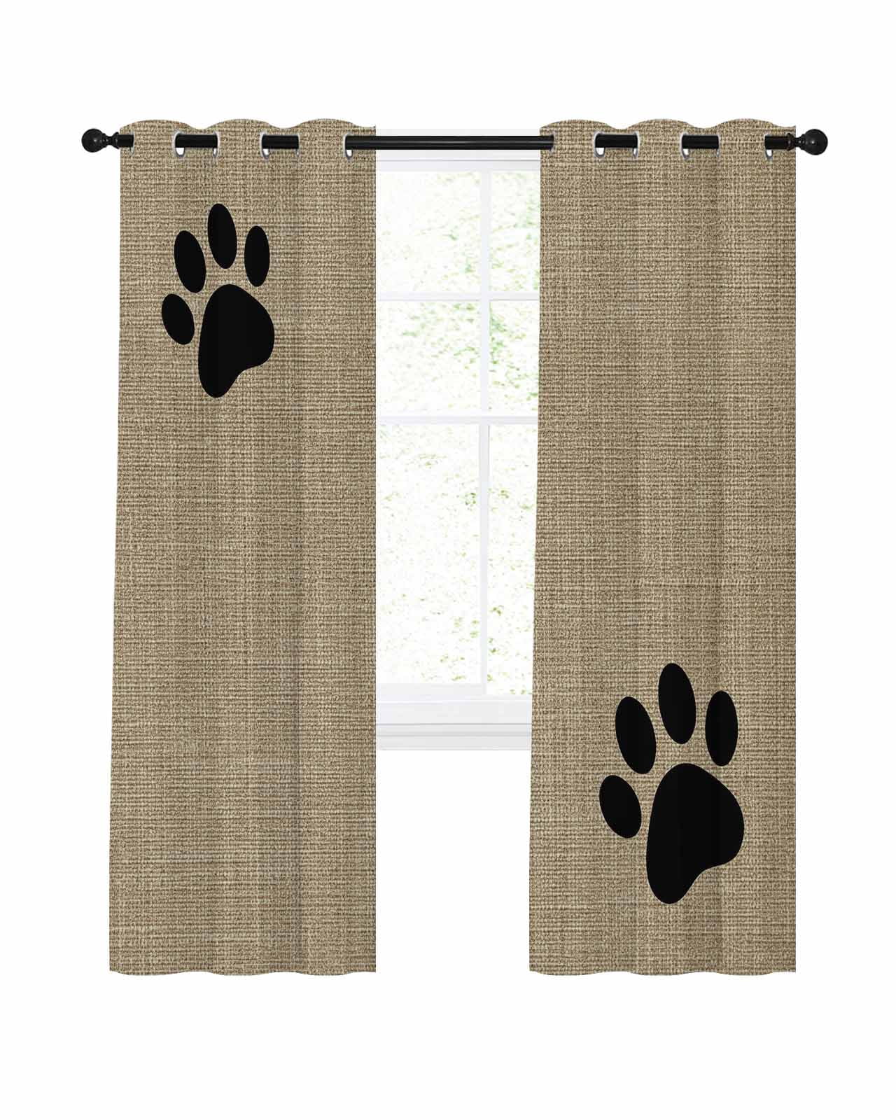 Farmhouse Blackout Curtains 63 Inch Length Cute Animal Claws Vintage ...