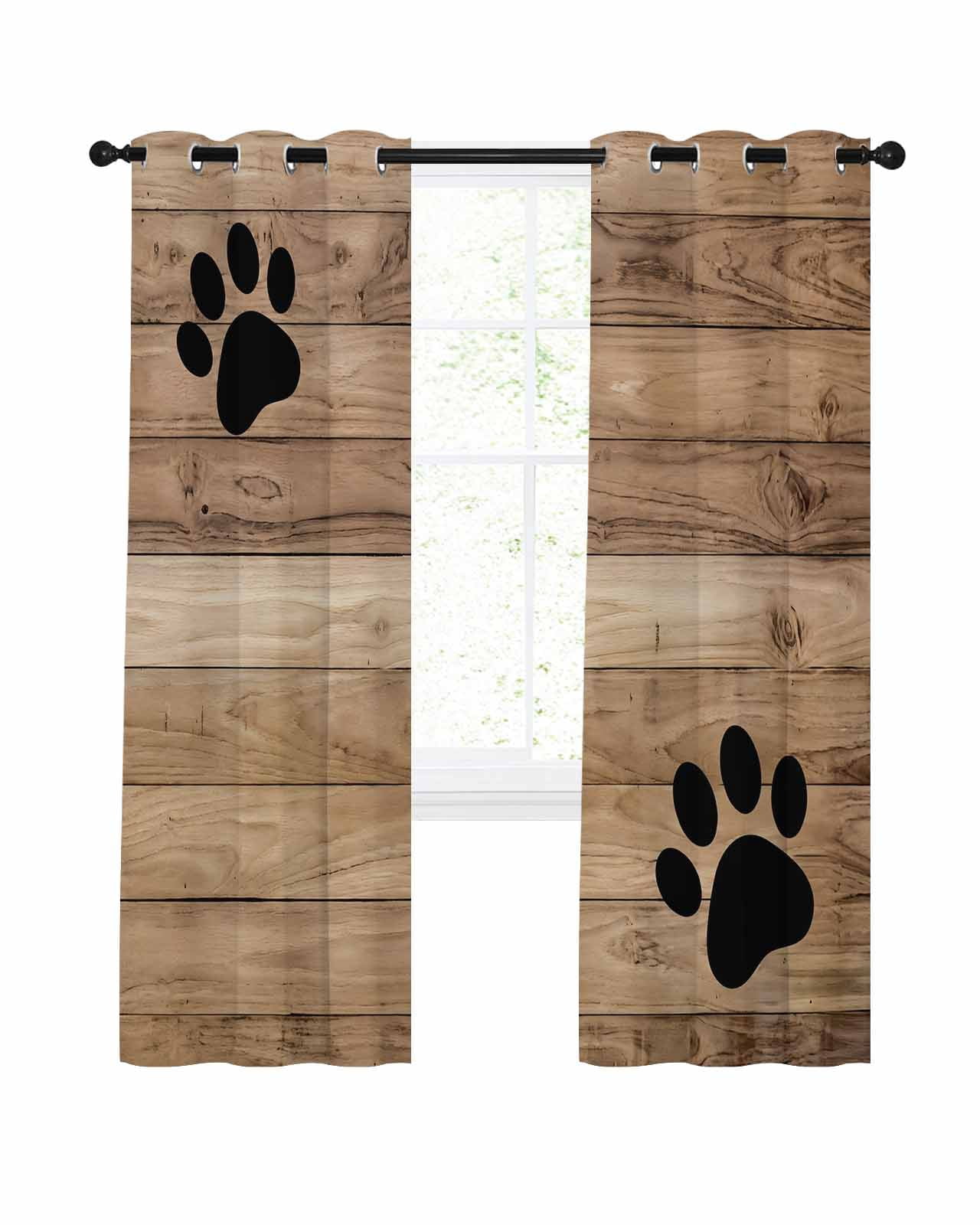 Farmhouse Blackout Curtains 84 Inch Length Cute Animal Claws Brown ...