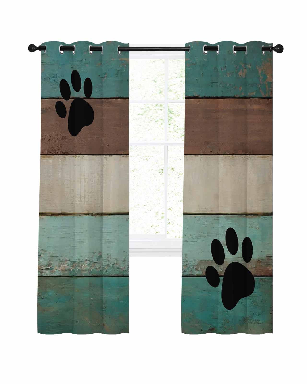 Farmhouse Blackout Curtains 84 Inch Length Cute Animal Claws Vintage ...