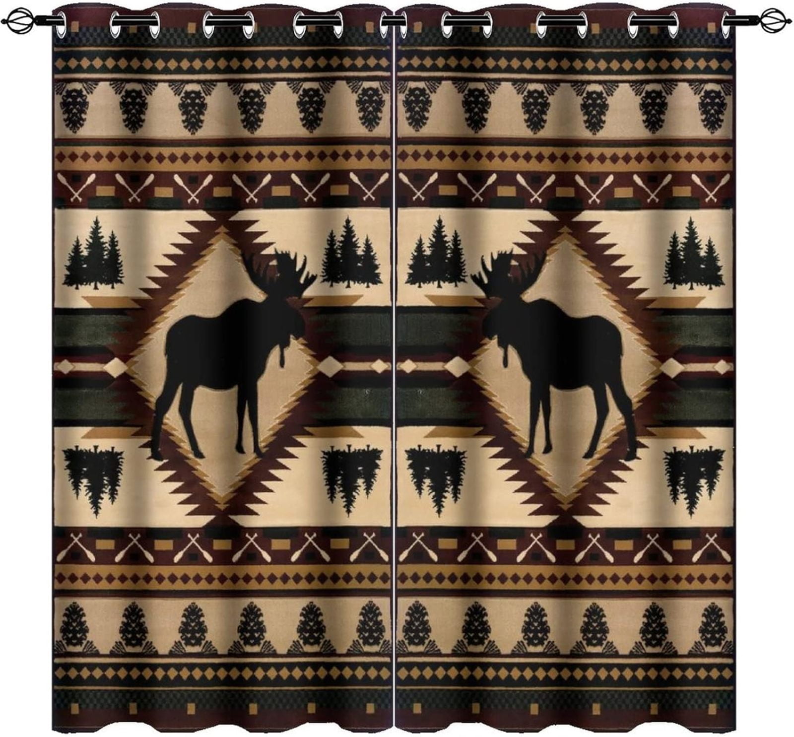 Farmhouse Blackout Curtains, Retro Rustic Cottage Country Style Tree ...