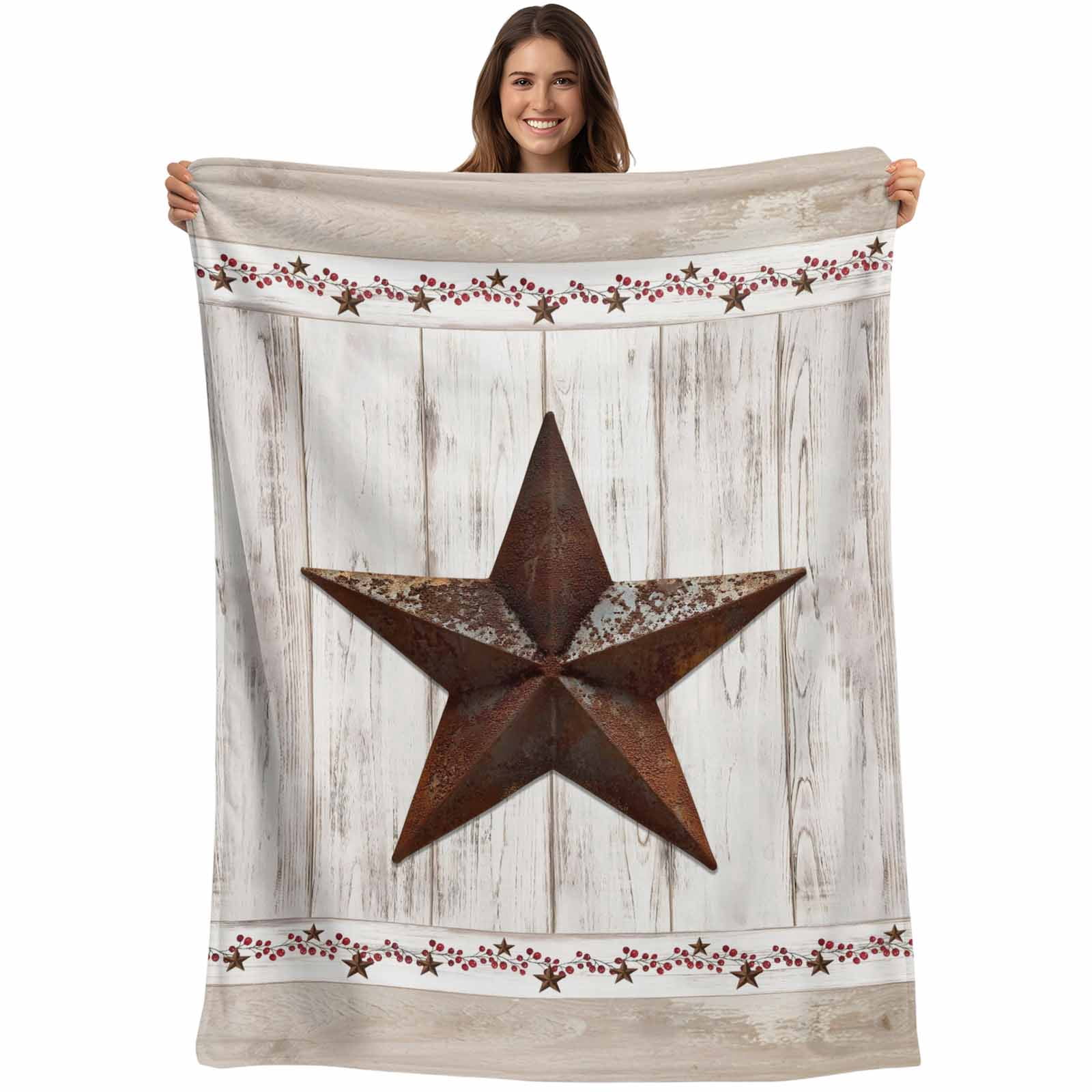 Farmhouse Blanket Soft Cozy Warm Throw Blanket for Couch, Plush Fuzzy ...