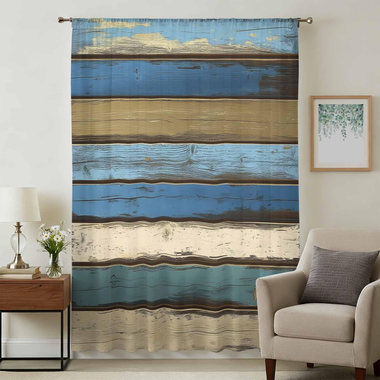 Blue And Beige Curtains