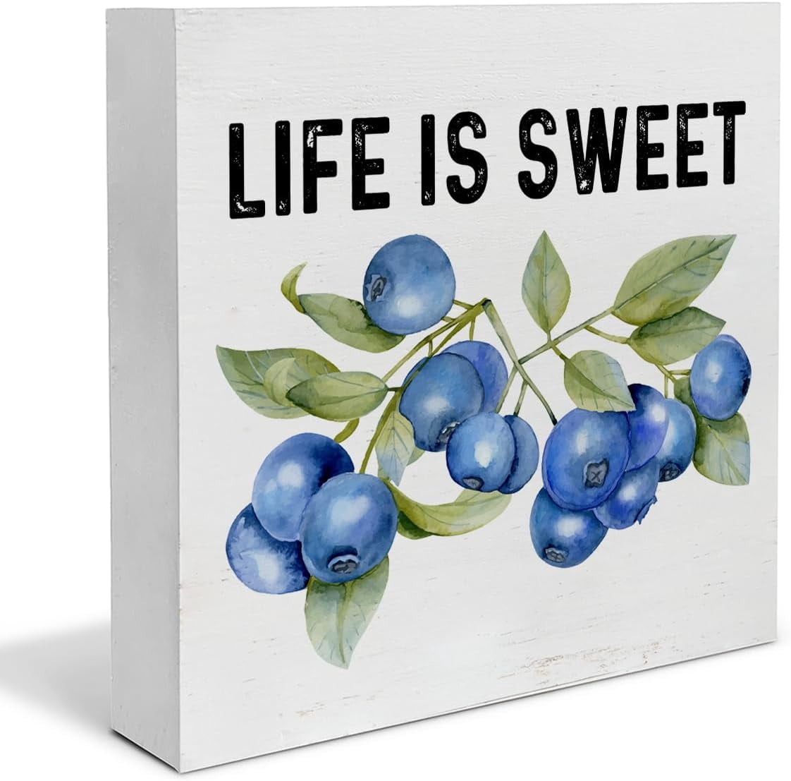 Farmhouse Blueberry Wood Box Sign Art Desk Decor 5"X5" Life Is Sweet ...