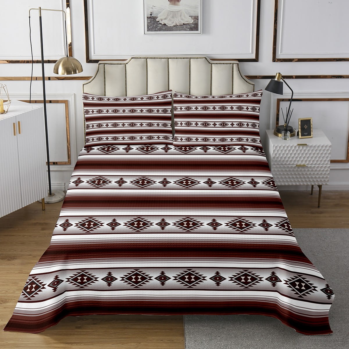 Farmhouse Bohemian Coverlet Set Twin Boho Aztec Bedspread Set American ...