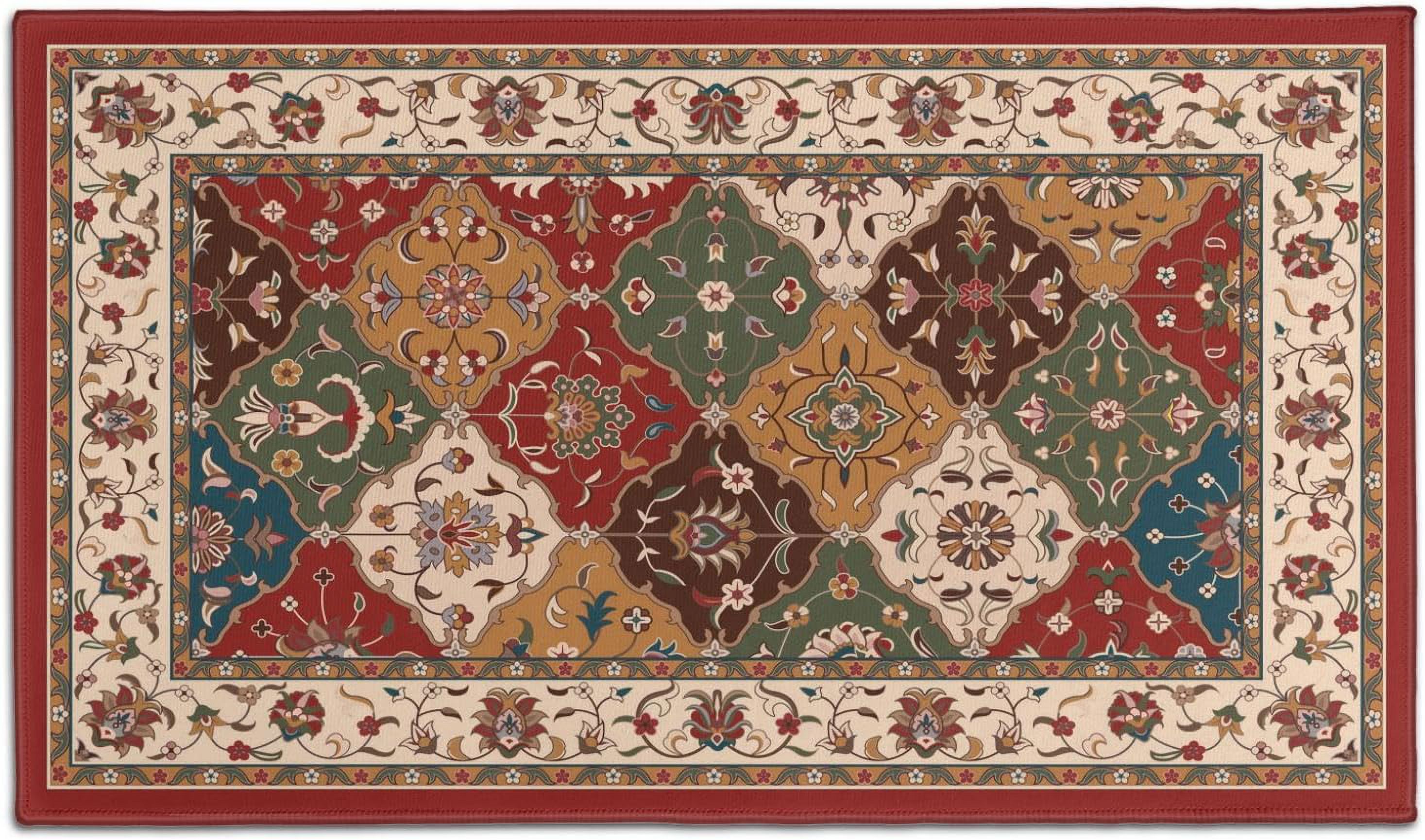 Farmhouse Boho Kitchen Rugs and Mats 30x17 Inch, Red Boho Kitchen Rug ...