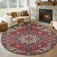 Farmhouse Boho Round Rug 8ft Washable Circle Rugs Non Slip Red Bohemia ...