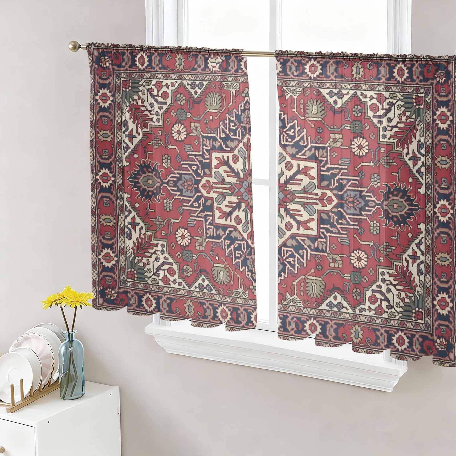 Farmhouse Boho Sheer Curtains 45 Inch Length 2 Panels for Living Room ...