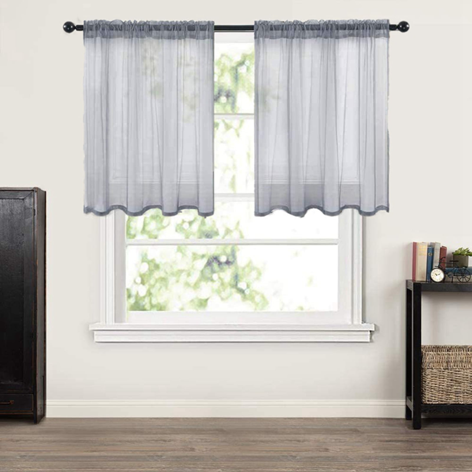 Farmhouse Boho Short Semi Sheer Curtains for Kitchen Over Sink Bathroom ...