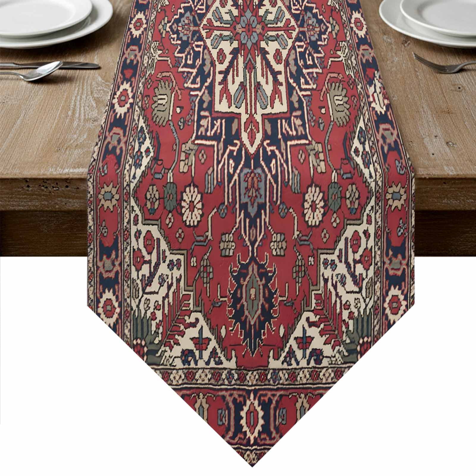 Farmhouse Boho Table Runner Linen Burlap Table Runner 36 Inches Small ...