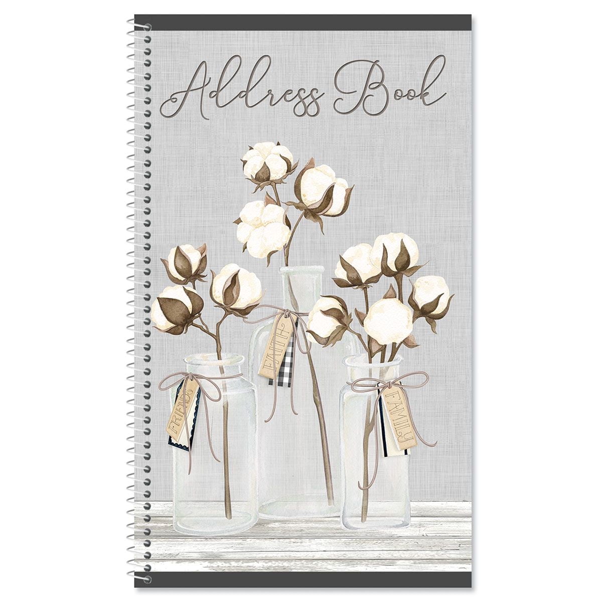 Farmhouse Bolls Address Book - 94 Pages; 5" x 8-1/2", Spiral Bound ...