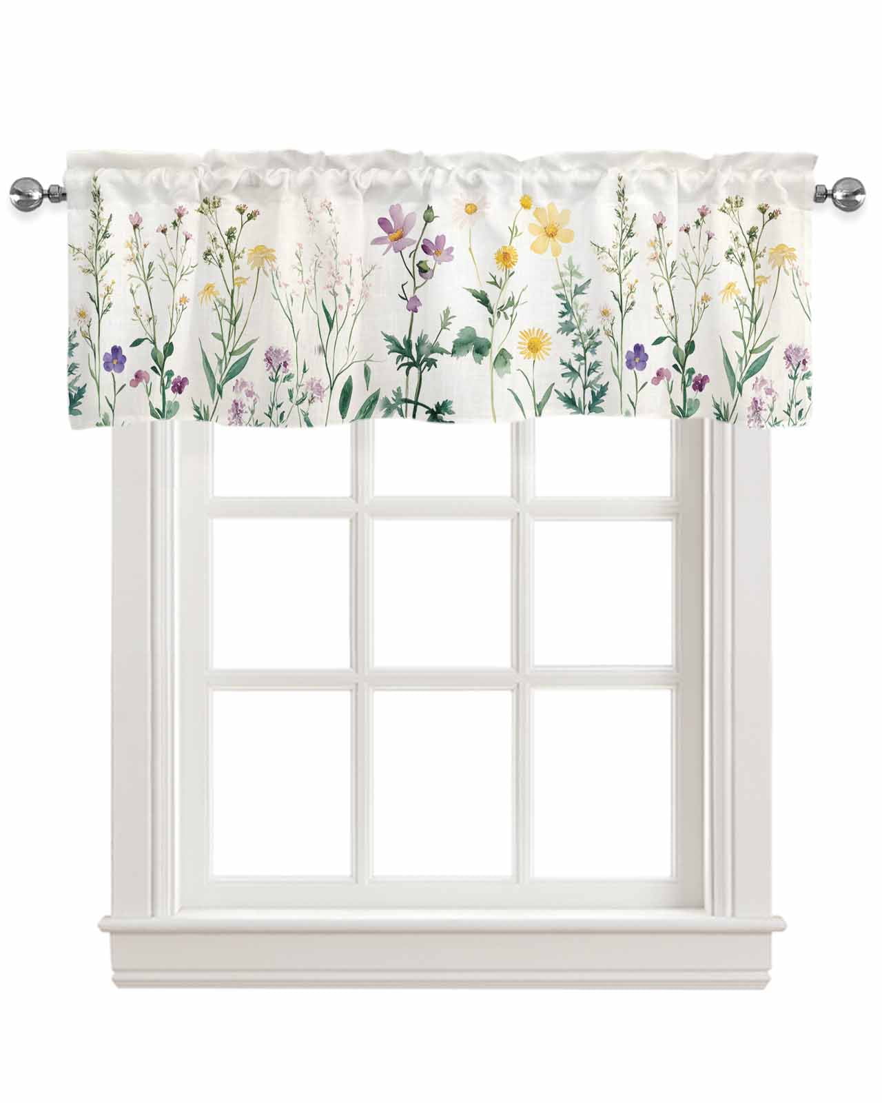 Farmhouse Botanical Floral Kitchen Valances for Windows Farmhouse Linen ...