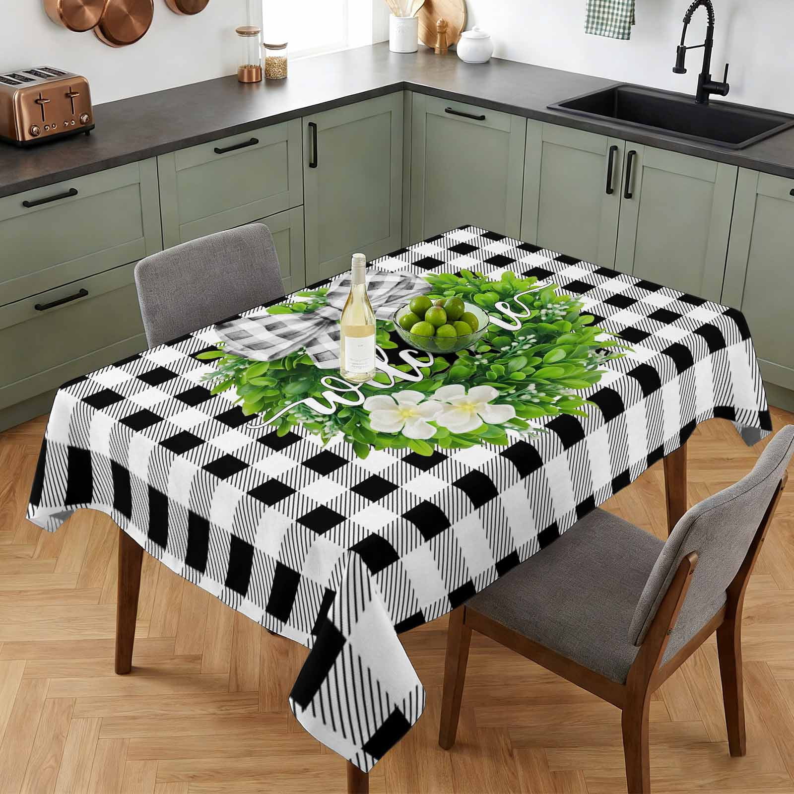 Farmhouse Boxwood Wreath Table Cloth 52x70in, Waterproof Rectangle ...