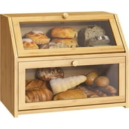HOMEKOKO Large Capacity Bamboo Bread Box, Double Layer, Kitchen Counter ...