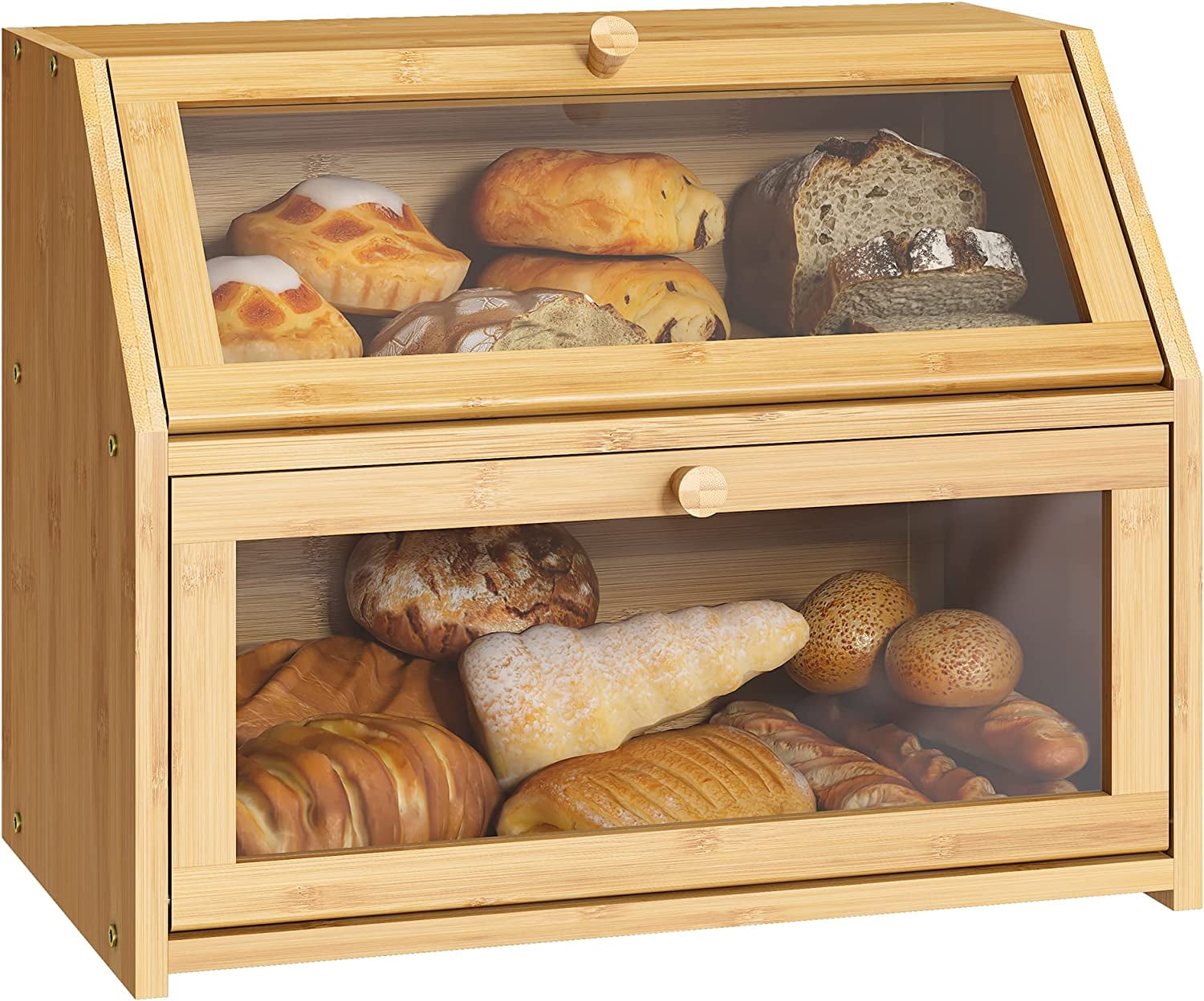 Farmhouse Bread Box for Kitchen Countertop Bread box Double Layer ...
