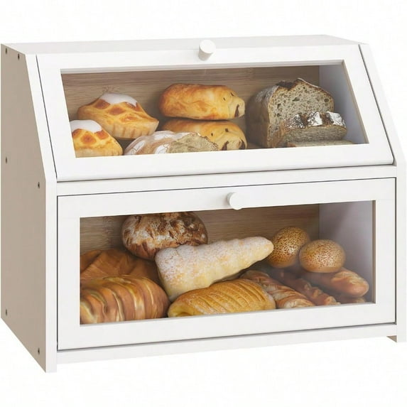 Farmhouse Bread Box for Kitchen Countertop Bread box Double Layer ...
