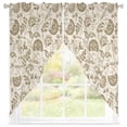 Farmhouse Brown Floral Sheer Curtains Swag Valances for Windows Linen ...
