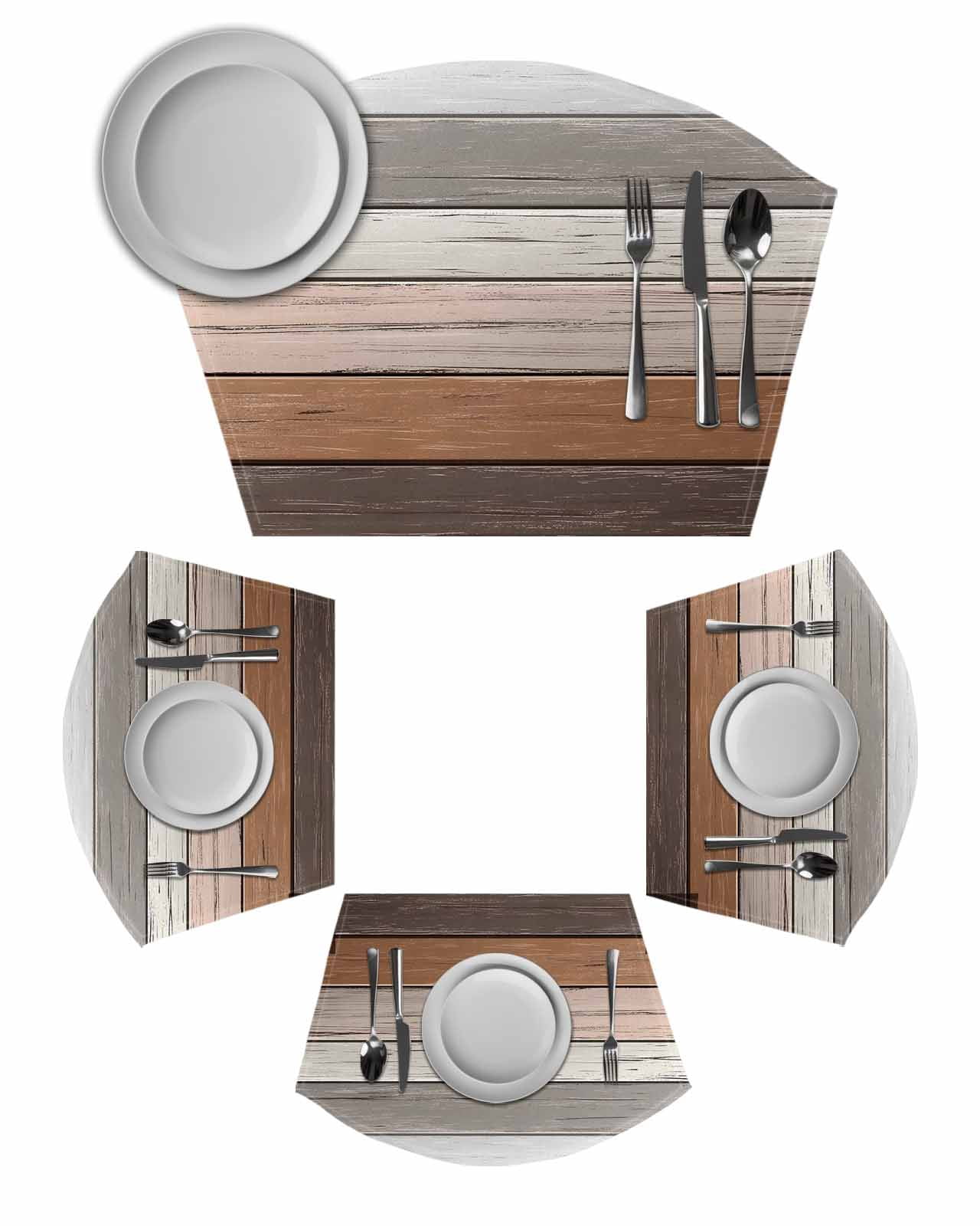 Farmhouse Brown Grey Round Placemats Set of 2, Country Vintage Wooden ...