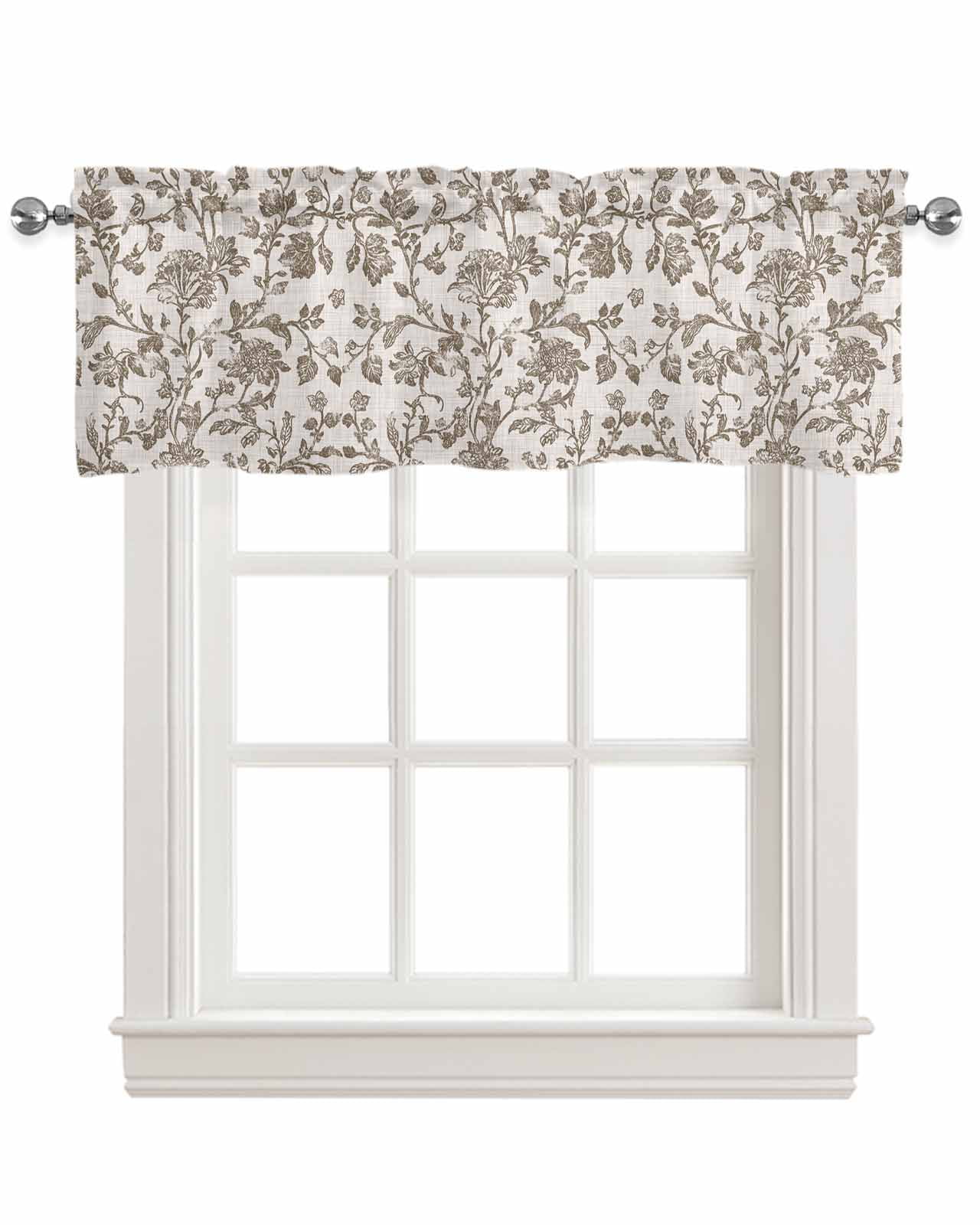Farmhouse Brown Kitchen Valances for Windows Farmhouse Linen Window ...