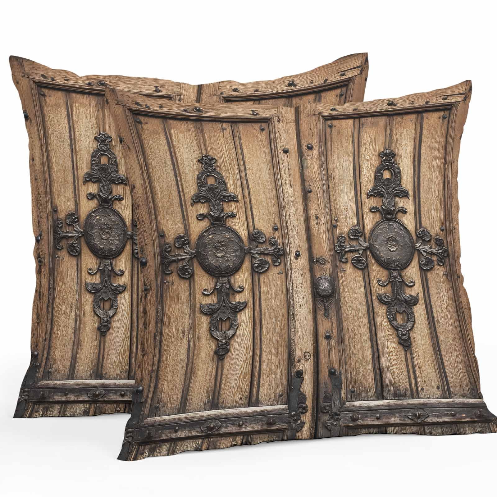 Farmhouse Brown Waterproof Outdoor Throw Pillow Covers 20''x20'' Pack 2 ...