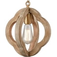 Farmhouse Brown Wooden Pendant Light Fixture Antiqued Gold Finish ...