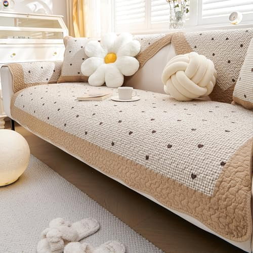 Farmhouse Buffalo Check Plaid Cotton Sofa Couch Cover Patchwork Quilted ...