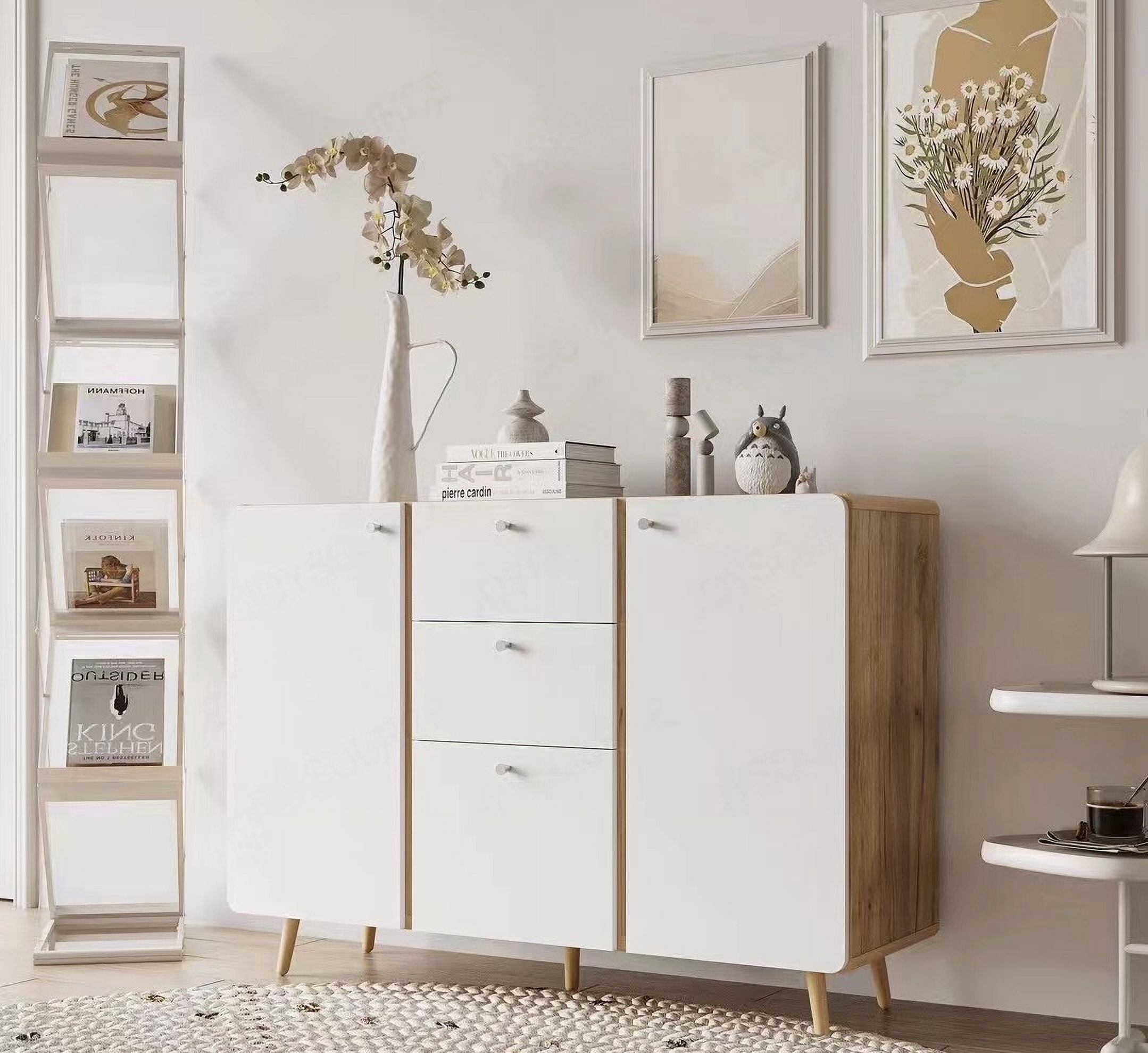 Sideboard, Modern Sideboard Buffet Cabinet With 3 Storage Drawers, 2 ...