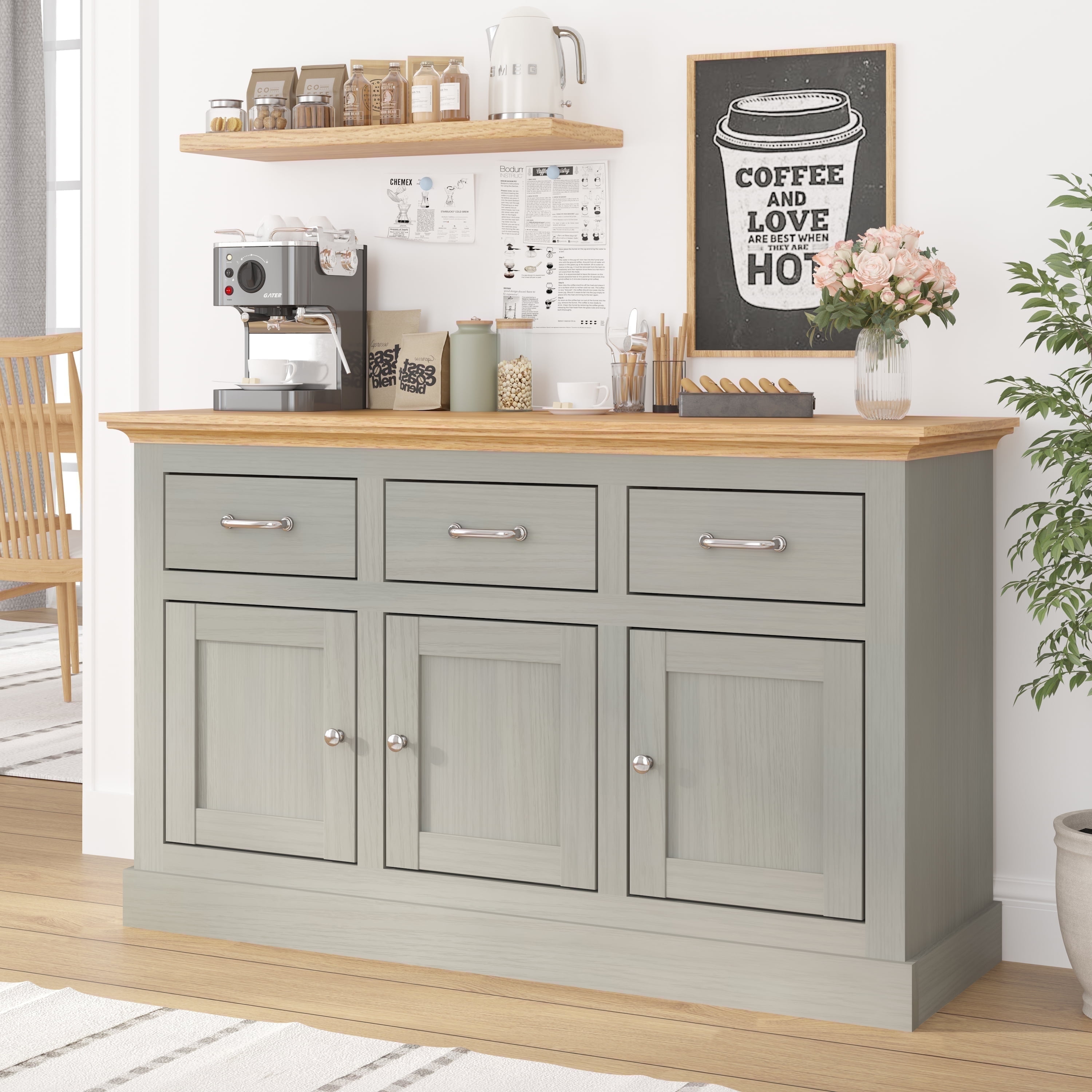 Swedhaus Buffet Cabinet with Storage,47.4" Kitchen Sideboard Cabinet ...