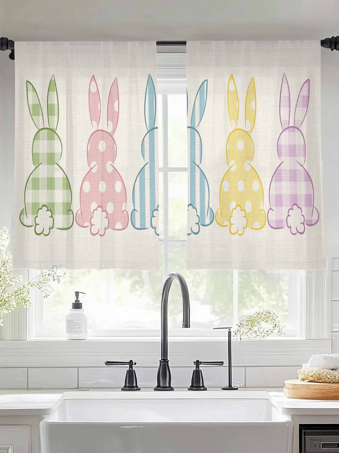 Farmhouse Bunny Sheer Curtains for Living Room Bedroom Polka Dot ...