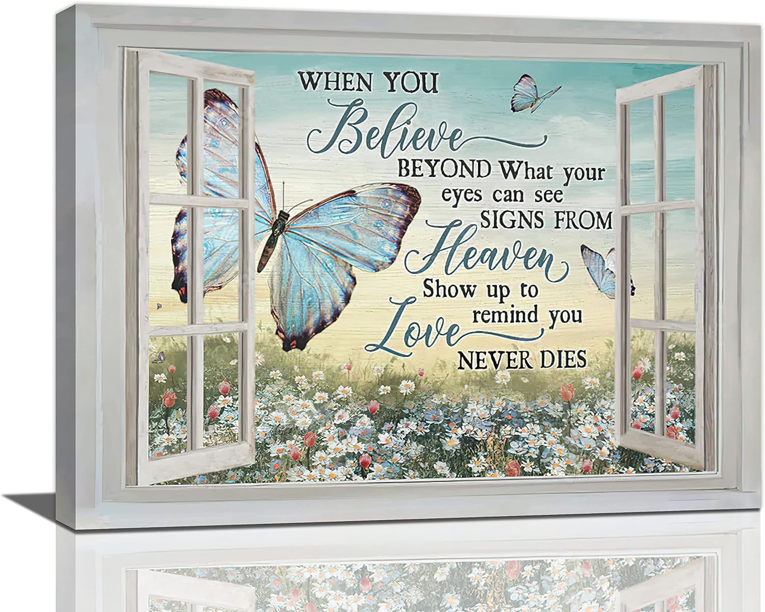 Farmhouse Butterfly Heaven Memory Decor Wall Art Sympathy Memorial ...