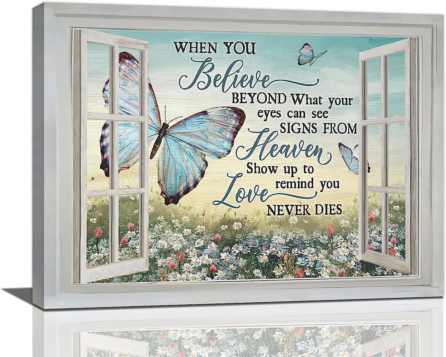 Farmhouse Butterfly Heaven Memory Decor Wall Art Sympathy Memorial ...