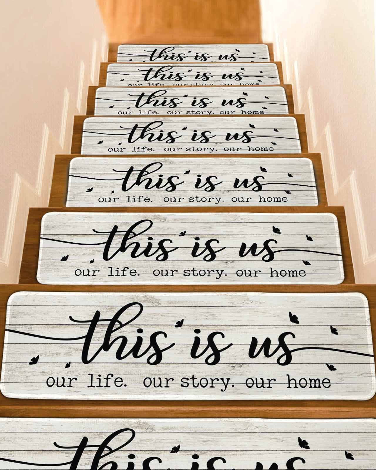 Farmhouse Butterfly Stair Treads for Wooden Steps Indoor Runner Rug ...