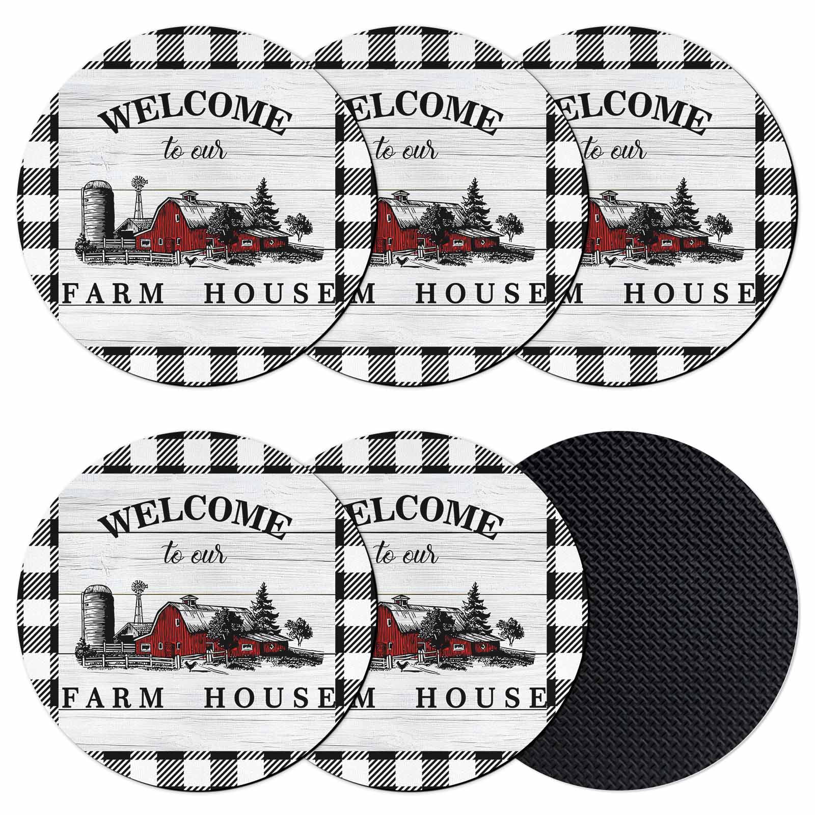 Farmhouse Cabin Coasters Set of 6, Soft Absorbent Coasters for Drinks ...