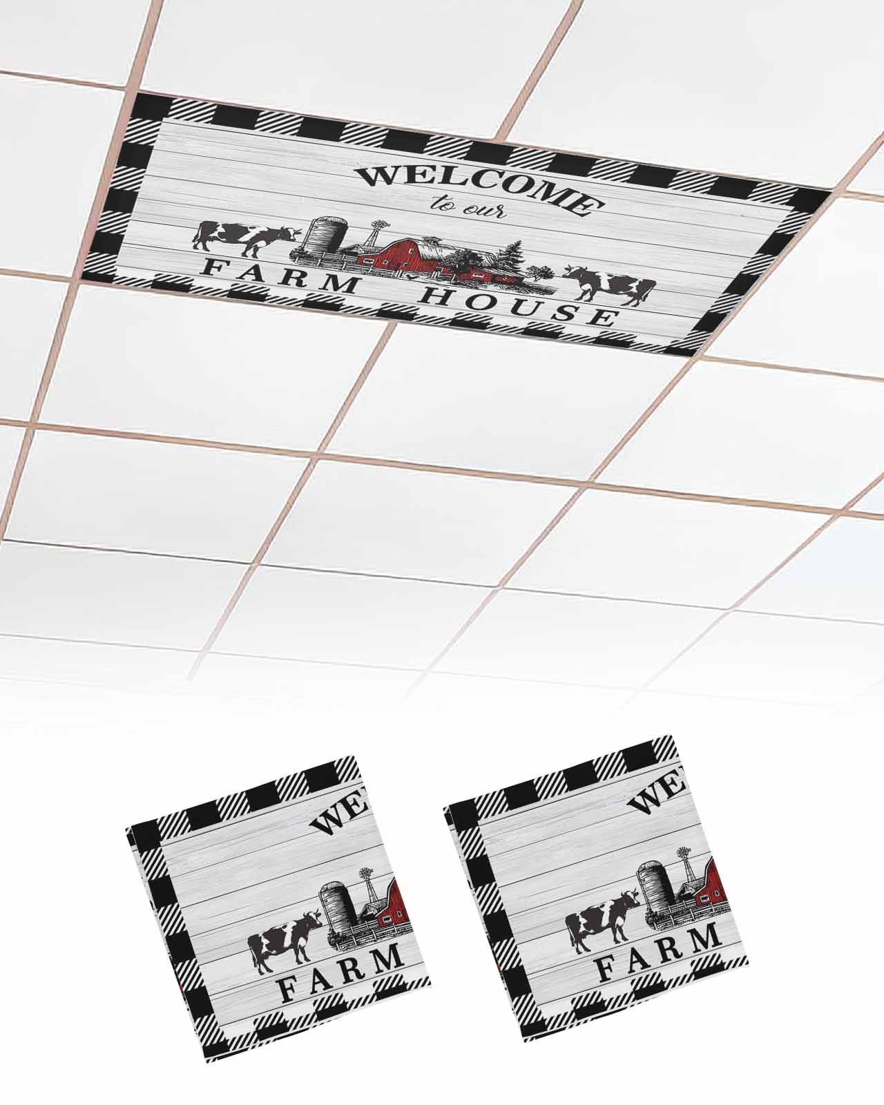 Farmhouse Cabin Fluorescent Light Covers for Ceiling Lights 4x2 feet,2 ...