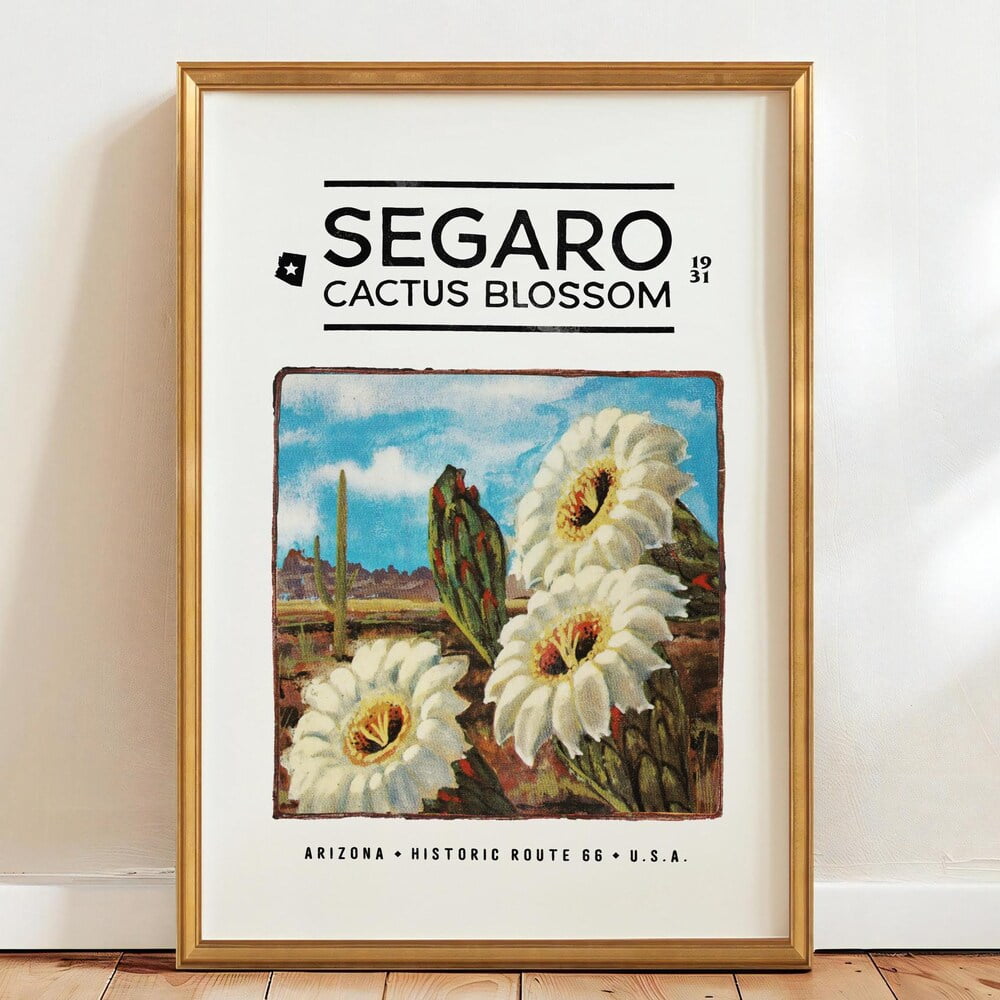 Farmhouse Cactus Blossom Print Retro Kitchen Art Decor Arizona Cactus ...