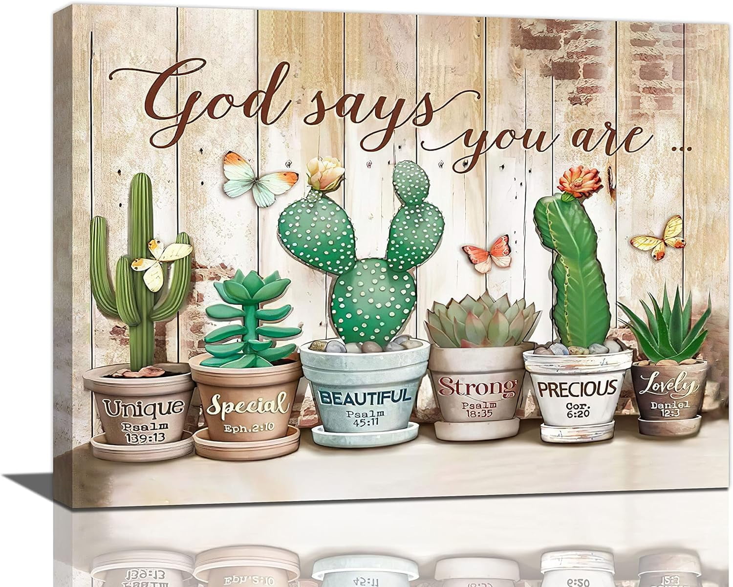 Farmhouse Cactus Succulent Wall Art Botanical God Says You Are Wall ...