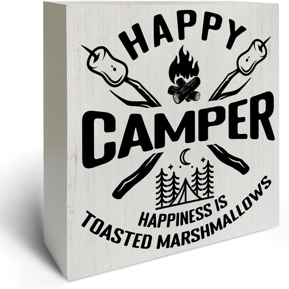 Farmhouse Camper Campfire Wooden Box Sign Artwork Camping Wood Plaque ...