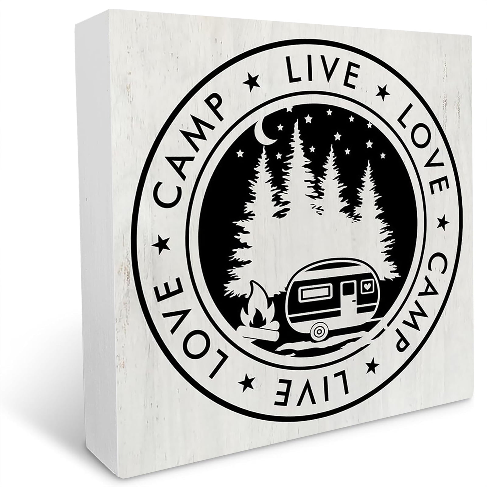 Farmhouse Camper Camping Wooden Box Sign Artwork RV Camp Wood Plaque ...
