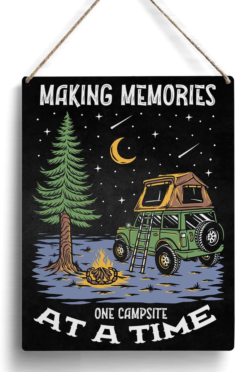 Farmhouse Camping Campsite Wooden Sign Artwork, Camp RV Campfire Wood ...