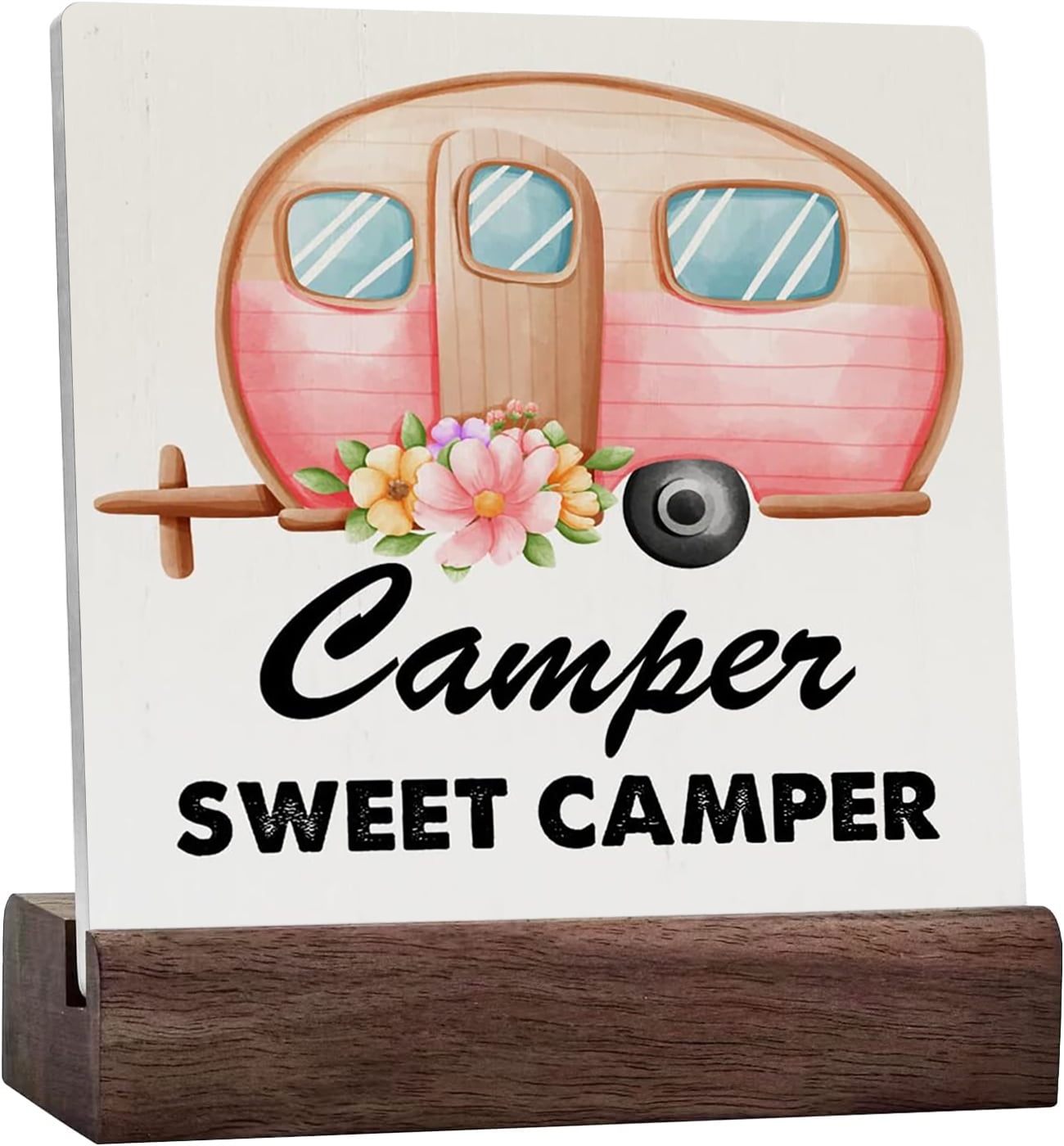 Farmhouse Camping Ceramic Table Plaque, Camper Sweet Camper ...