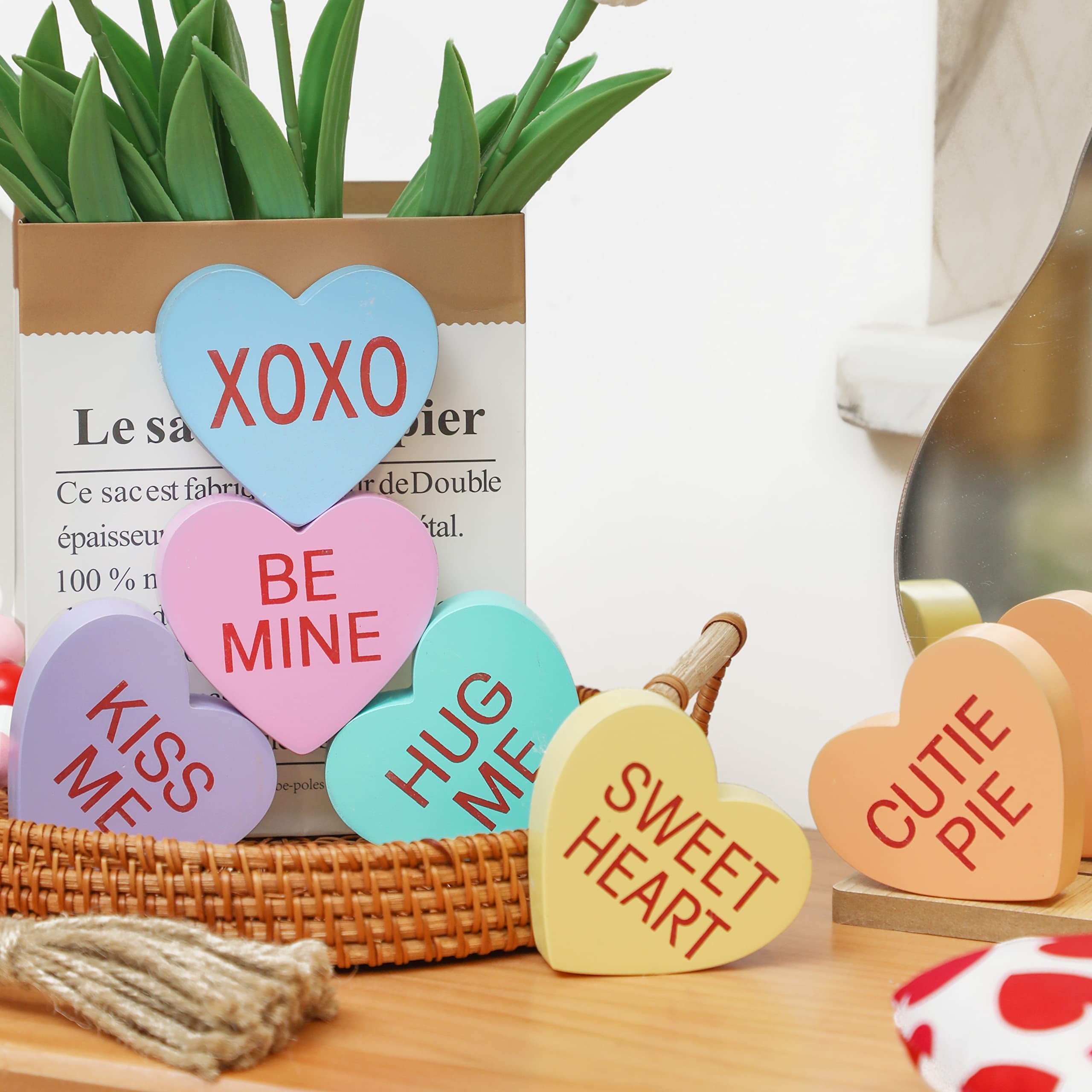 Farmhouse Candy Hearts Valentine's Day Tiered ATT1Tray Decor - Wooden ...