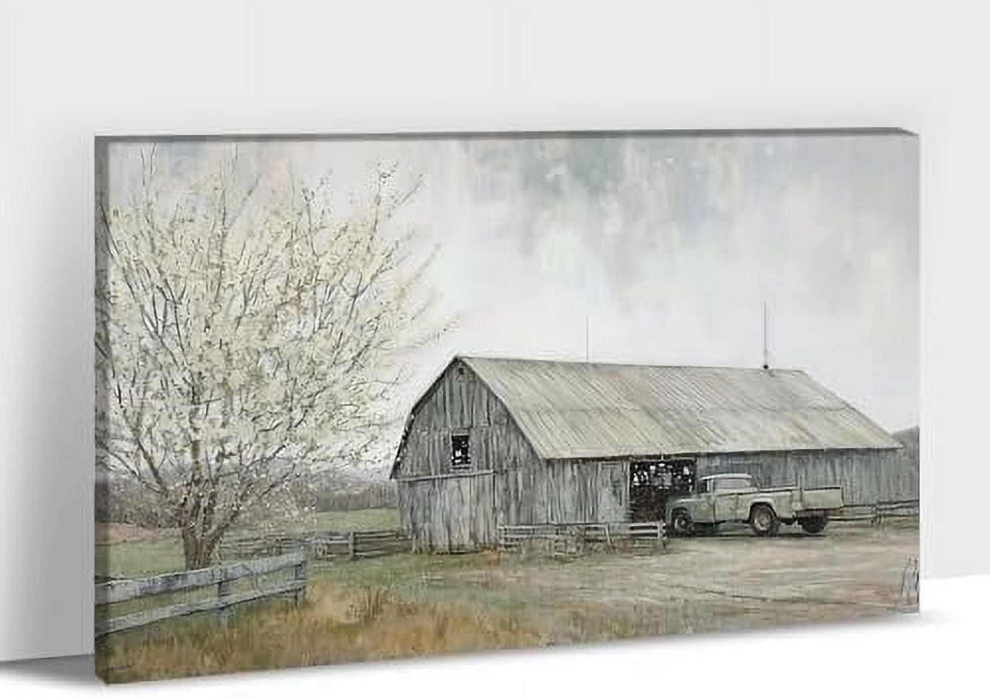 Farmhouse Canvas Wall Art, Vintage Barn and Old Truck Picture Wall Art ...