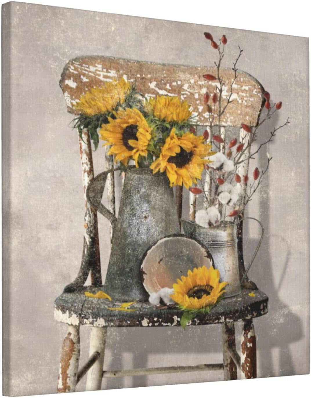 Farmhouse Canvas Wall Art Farmhouse Yellow Rustic Sunflowers Wall Art ...