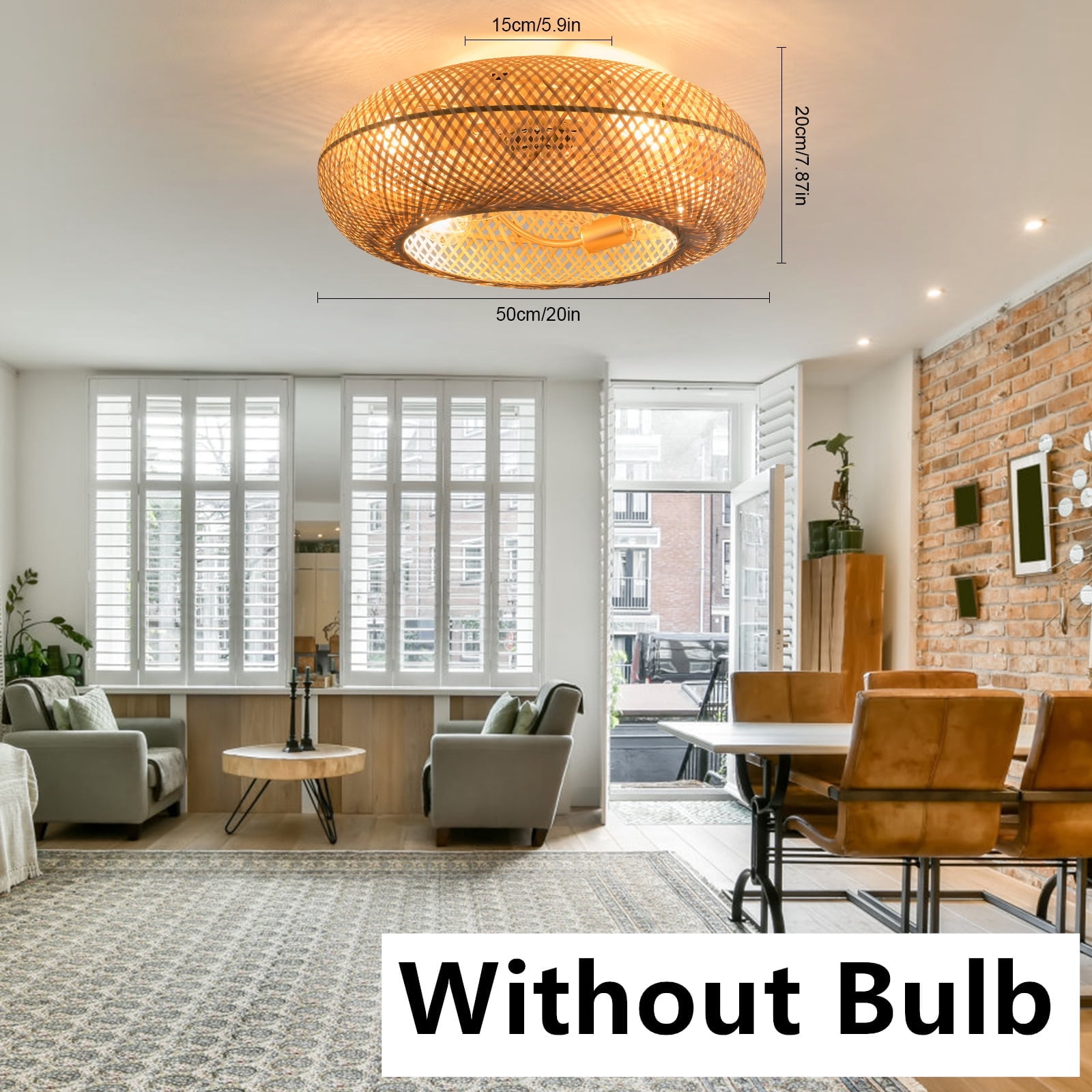 Farmhouse Ceiling Fan Light Fixture Remote Control Flush Mount Lamp ...