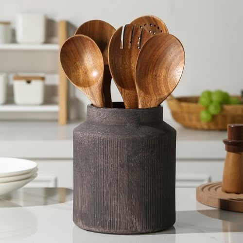 Farmhouse Ceramic Farmhouse Kitchen Utensil Holder for Countertop ...
