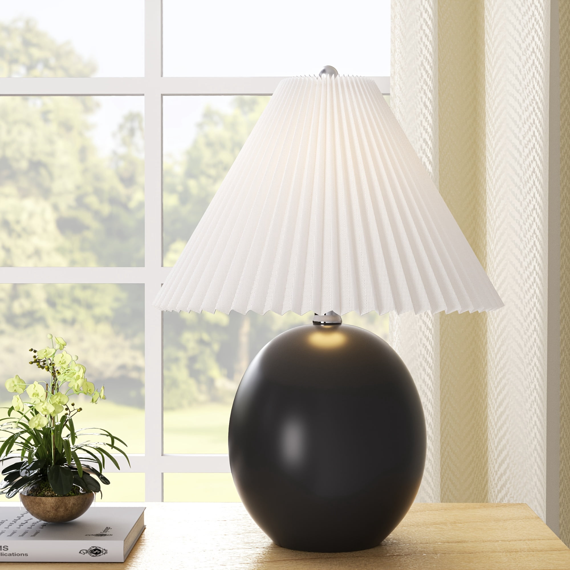 Farmhouse Ceramic Table Lamp 1 Pack, 20 Inches Beside Lamp With Ceramic Glazed Lamp Body, Single ...