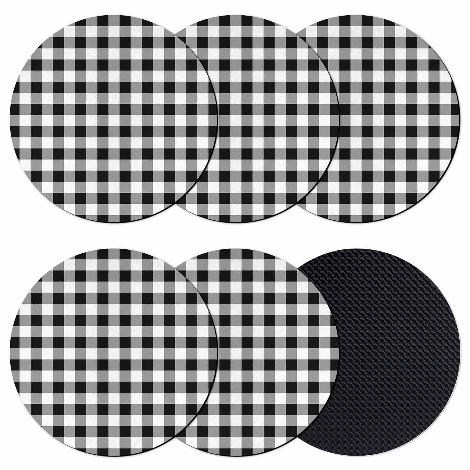 Farmhouse Checkered Coasters Set of 6, Soft Absorbent Coasters for ...