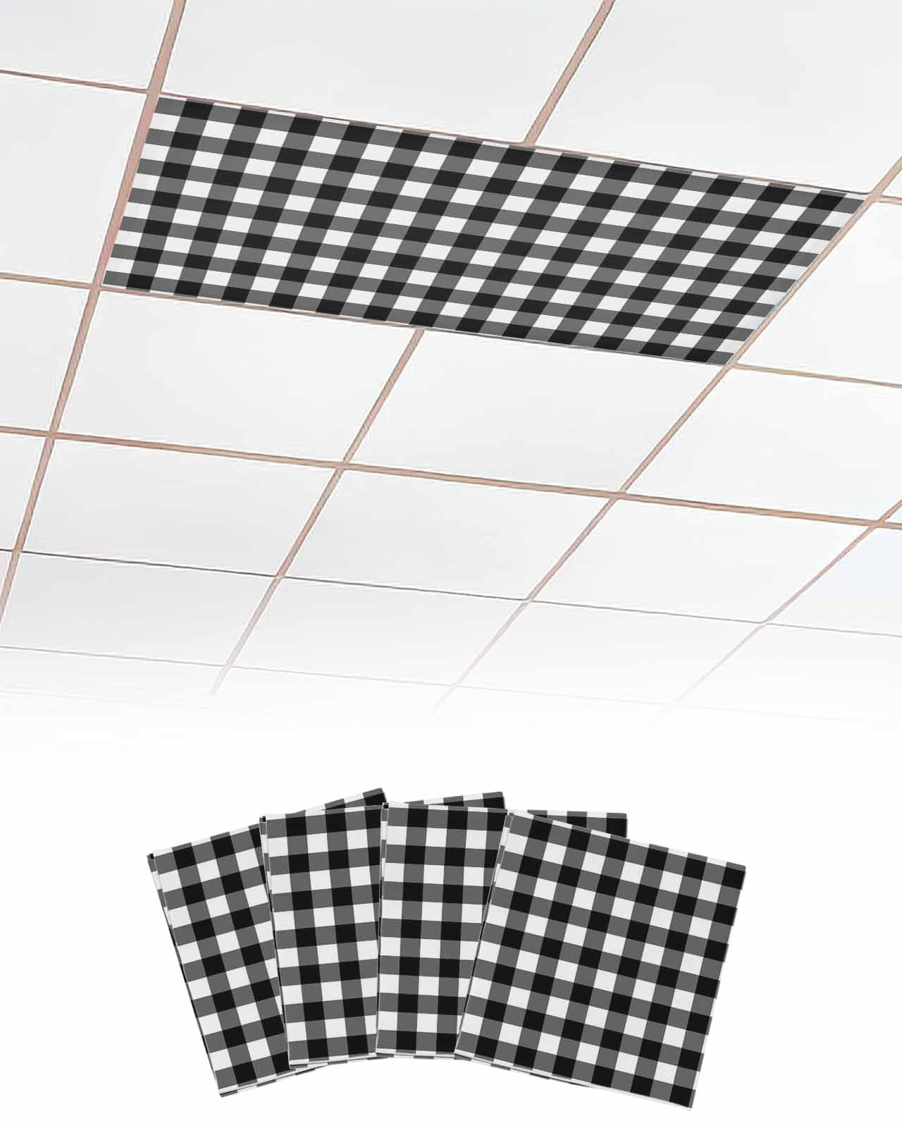 Farmhouse Checkered Fluorescent Light Covers for Ceiling Lights 4x2 ...