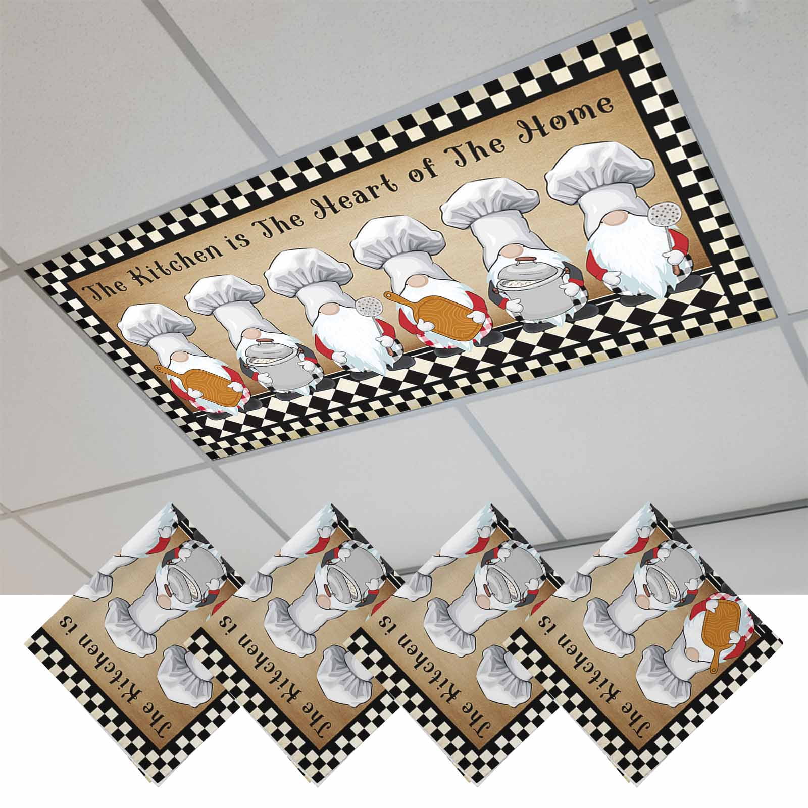 Farmhouse Chef Gnomes Fluorescent Light Covers, Vintage Black White ...