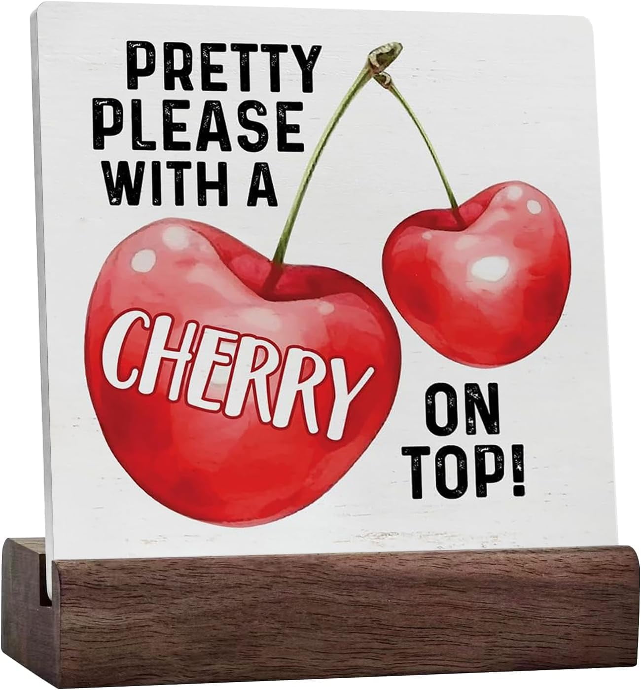 Farmhouse Cherry Ceramic Table Sign Art Desk Decor Cherries Theme ...